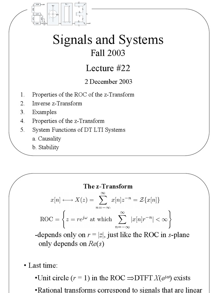 Signal and System Lecture 22 | PDF | Mathematical Concepts ...