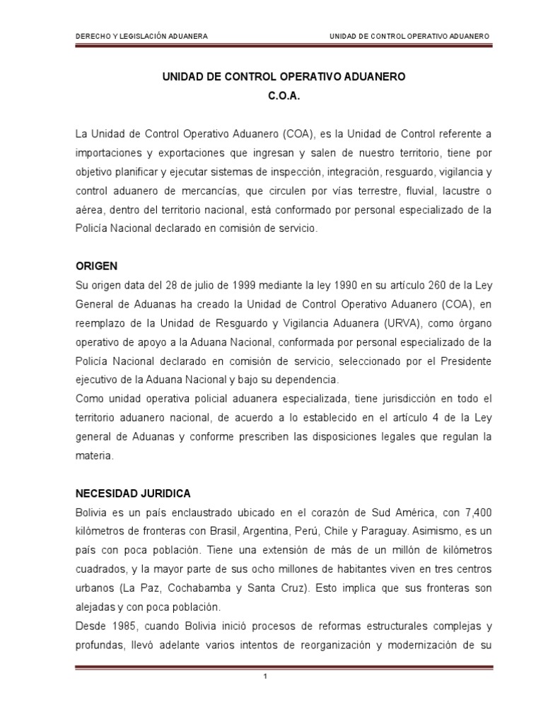 Unidad de Control Operativo Aduanero | PDF | aduana | Policía