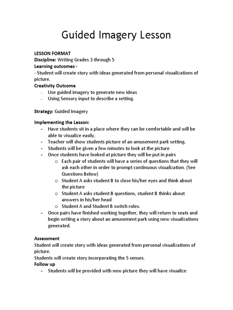 Guided Imagery for Creative Writing | PDF