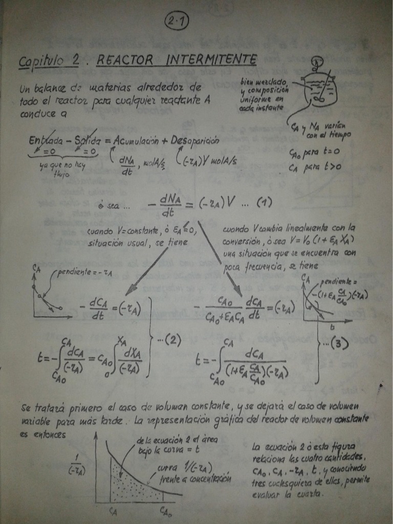 Formulario de Diseño de Reactores | PDF