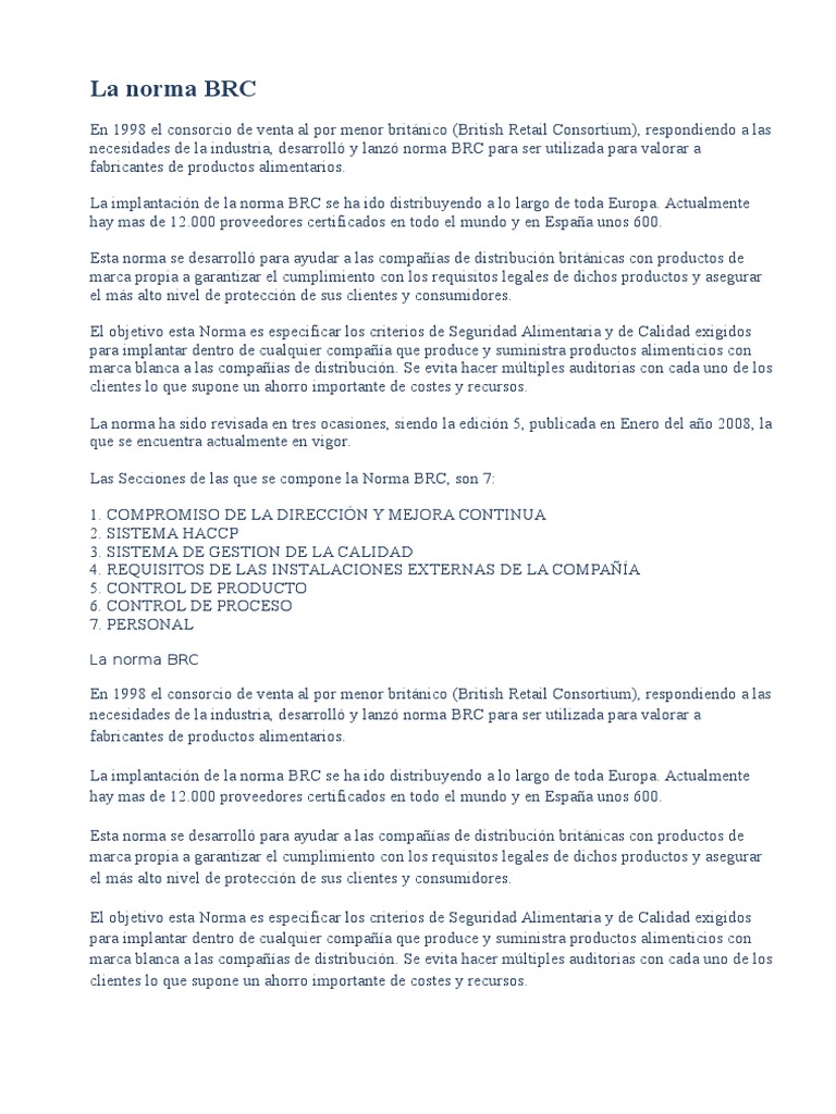 La norma BRC: Requisitos y certificación para empresas proveedoras de ...