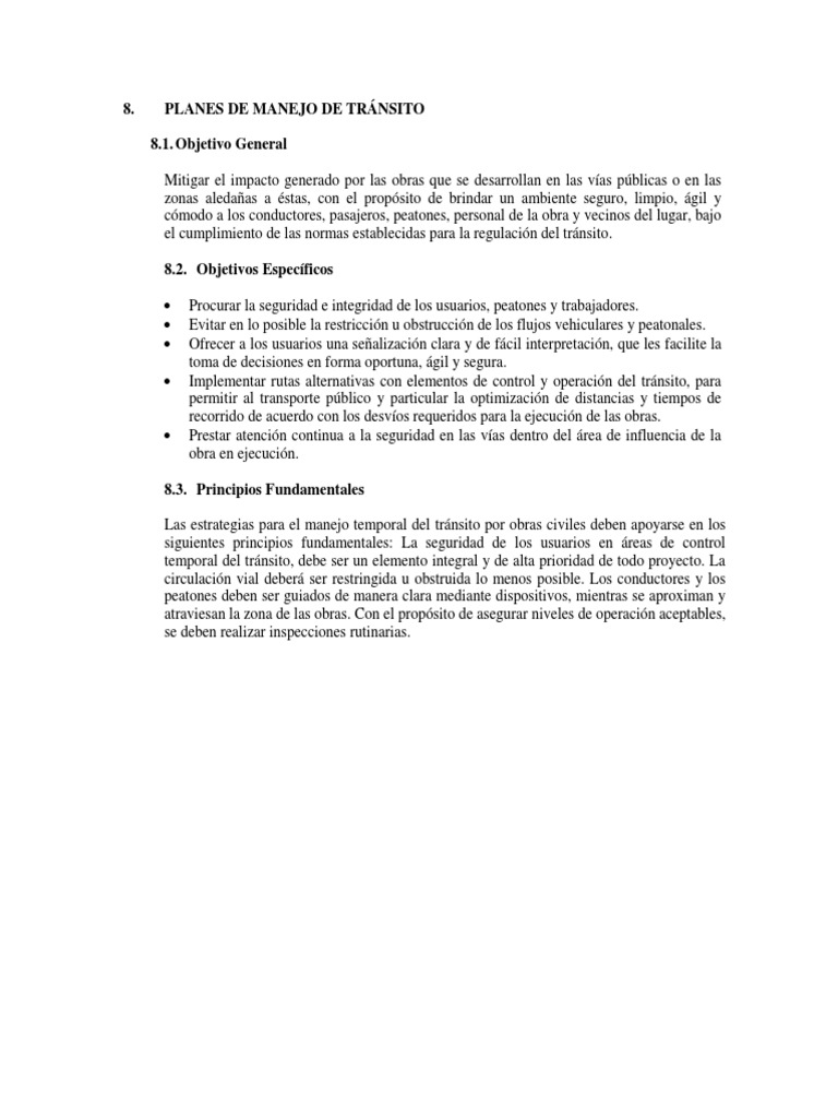 Plan de Manejo de Transito Obras | PDF | Peatonal | Transporte público