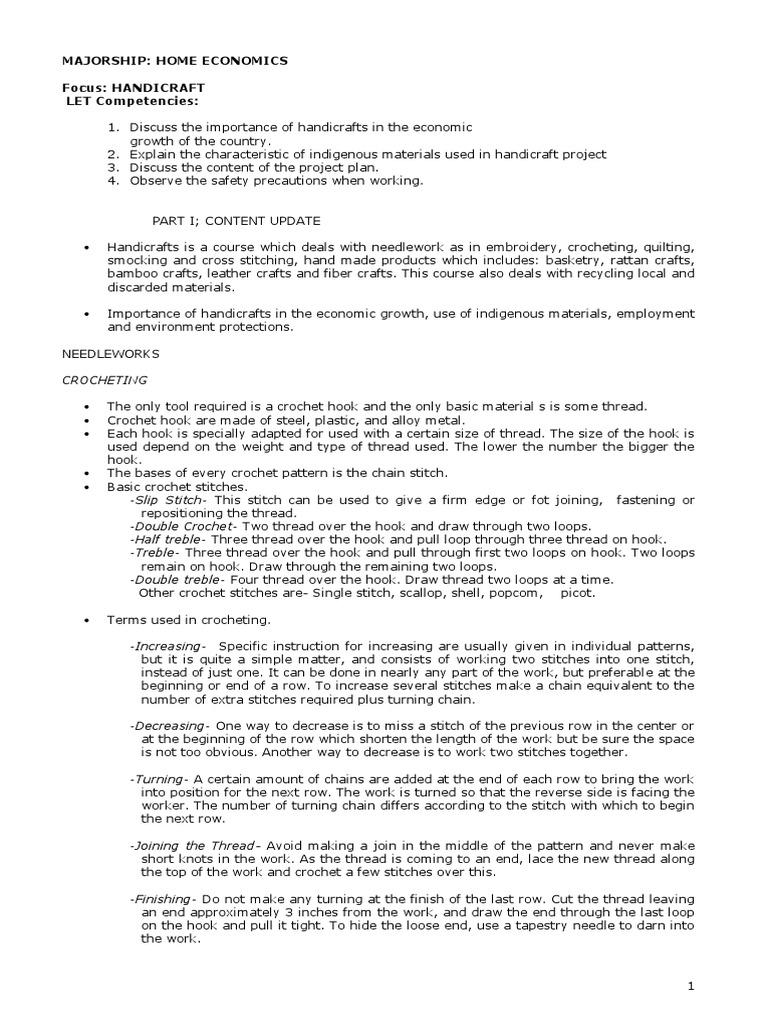 Tle Review Notes Handicraft Pdf Pdf
