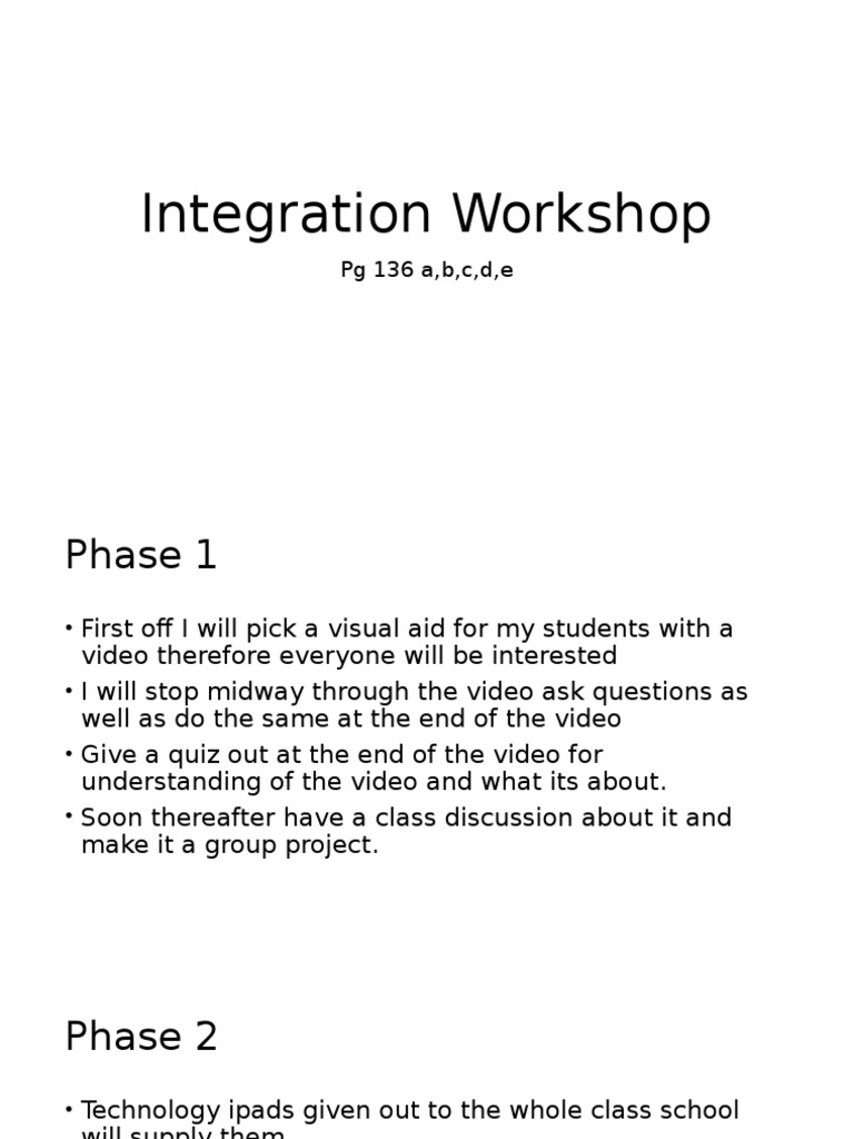 Integration Workshop | PDF