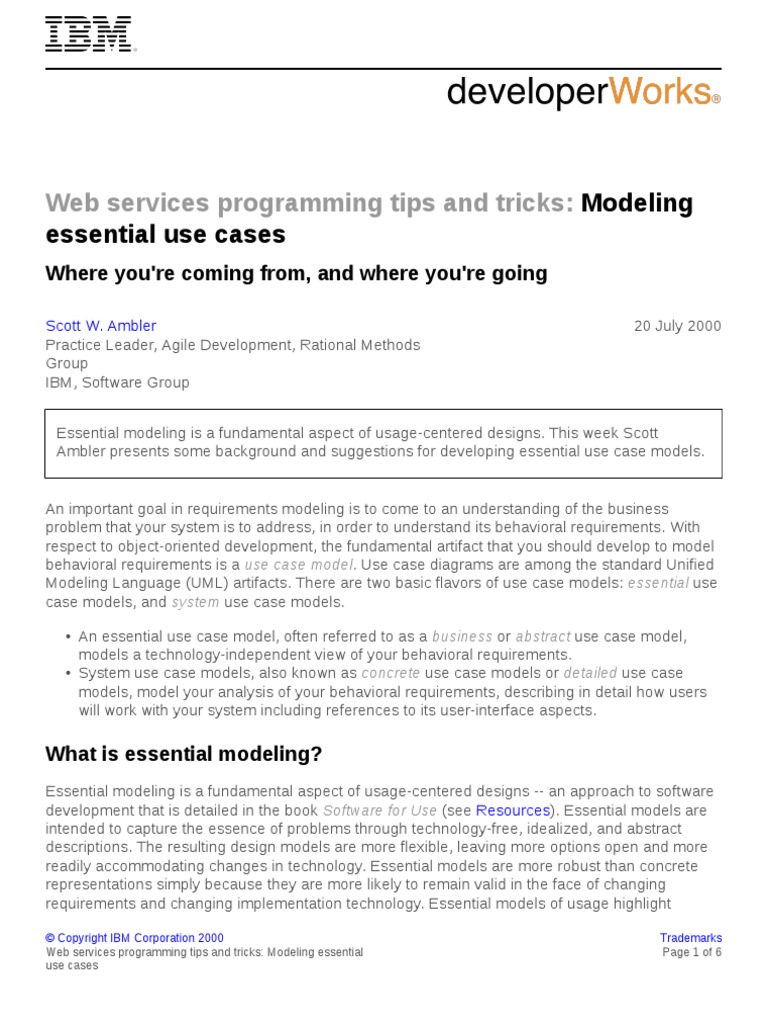 Modeling Essential Use Cases - IBM | PDF | Use Case | Unified Modeling ...