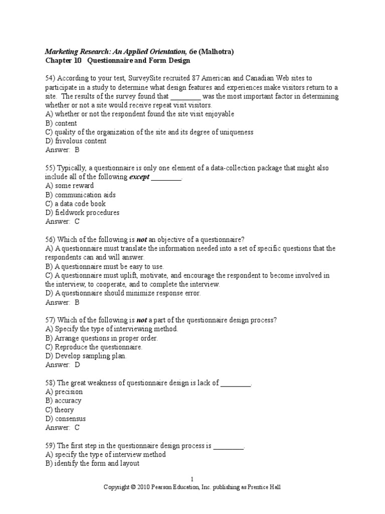 Market Research Chap10 | PDF | Survey Methodology | Question