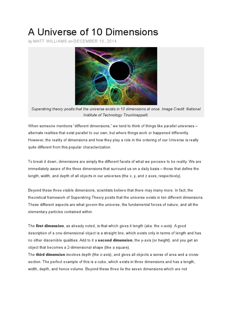 A Universe of 10 Dimensions | PDF | Dimension | Universe