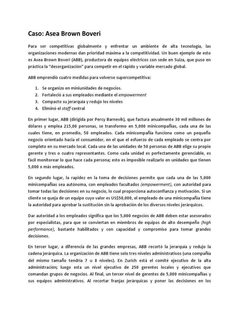 Asea Brown Boveri | PDF | Toma de decisiones | Economias
