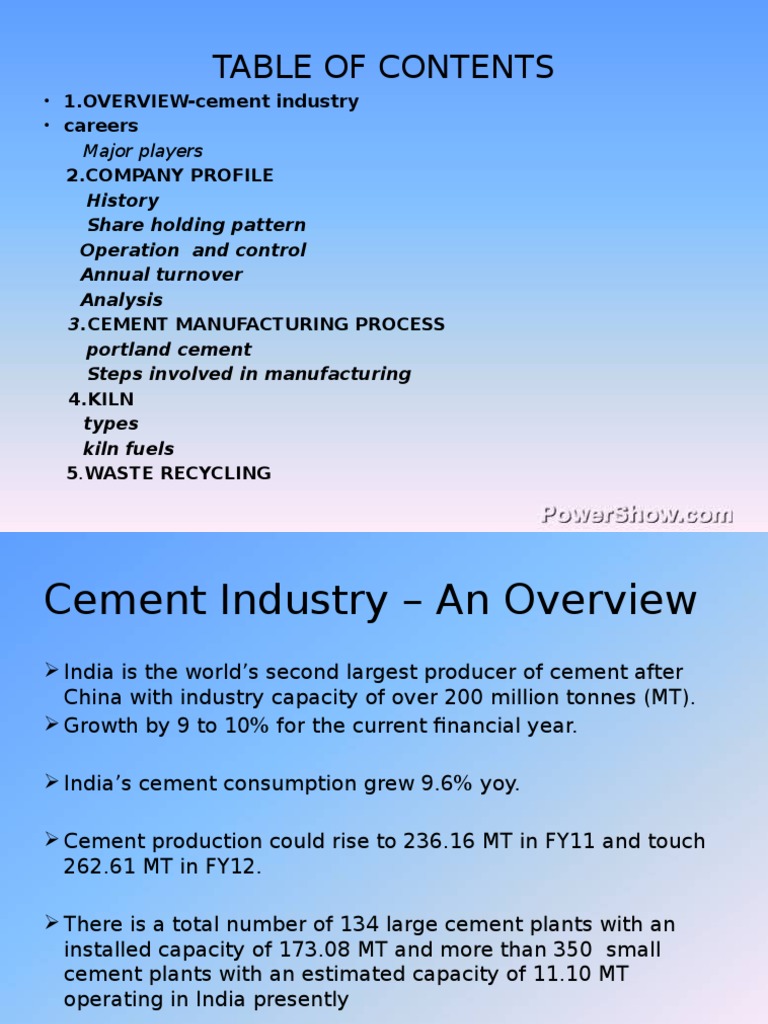 1.OVERVIEW-cement Industry - Careers Major Players: History | PDF ...