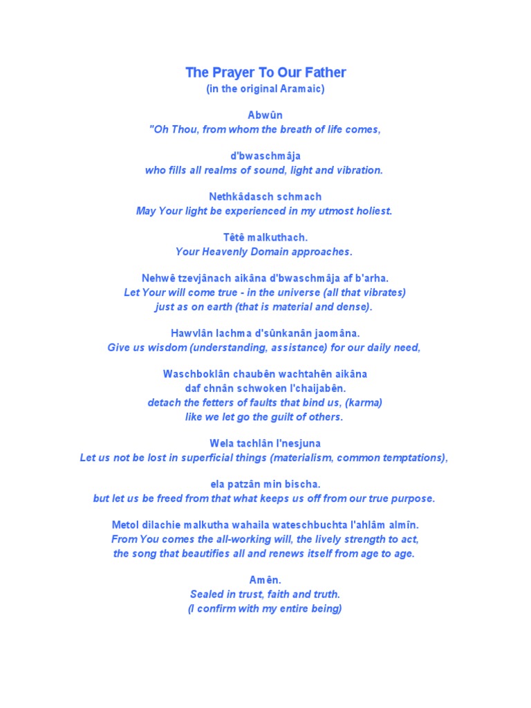 The Prayer To Our Father - Aramaic | PDF
