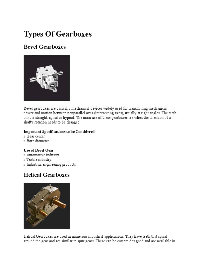 Types of Gearboxes | Transmission (Mechanics) | Gear