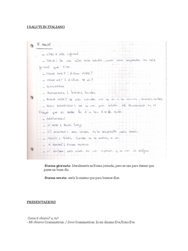 I Saluti in Italiano | PDF