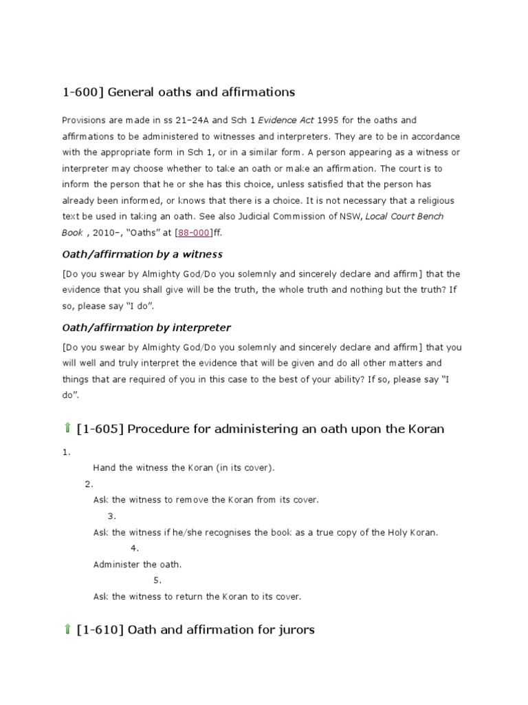 Oath & Affirmation | Oath Of Office | Common Law