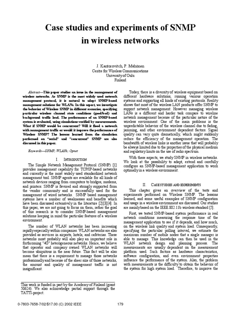 SNMP Case Studies in Wireless Networks | PDF | Wireless Lan | Computer Network