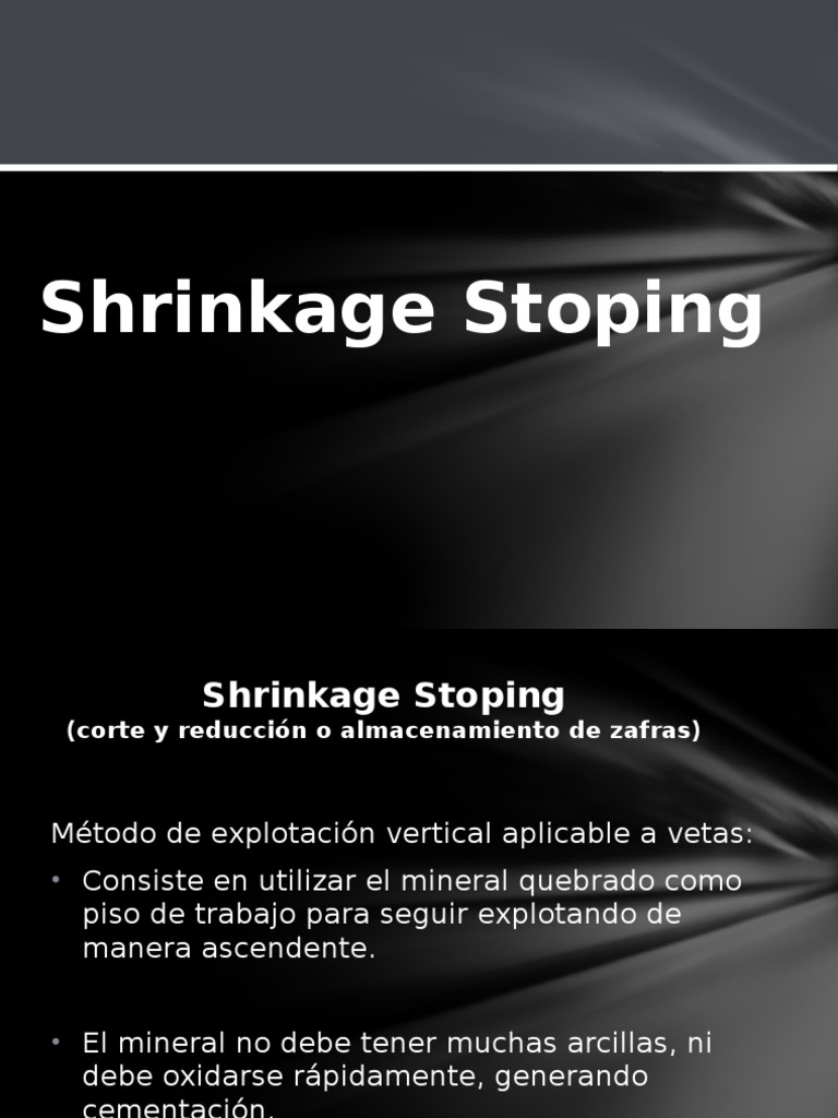 Shrinkage Stoping | PDF | Minería | Materiales