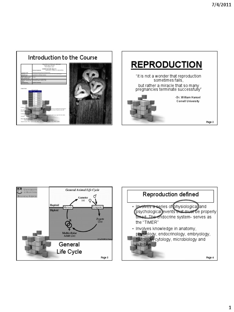 Reproduction: Introduction To The Course | PDF | Embryo | Biological ...