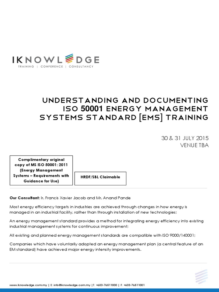 Understanding and Documenting ISO 50001 Energy Management (July 2015 ...