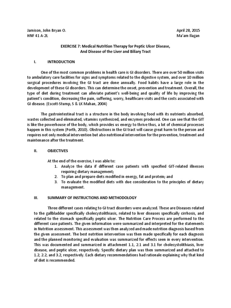 HNF 41 Exer 7 Jamison | PDF | Bile | Peptic Ulcer
