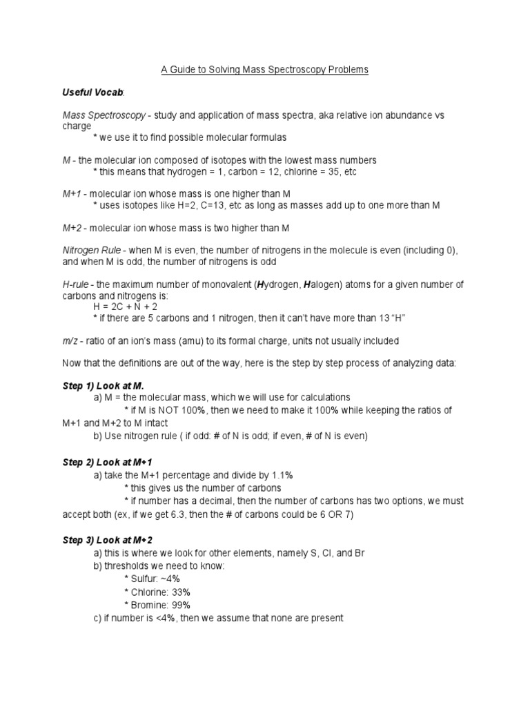 Chem - Ucla.edu A Guide To Solving Mass Spectroscopy Problems | PDF ...