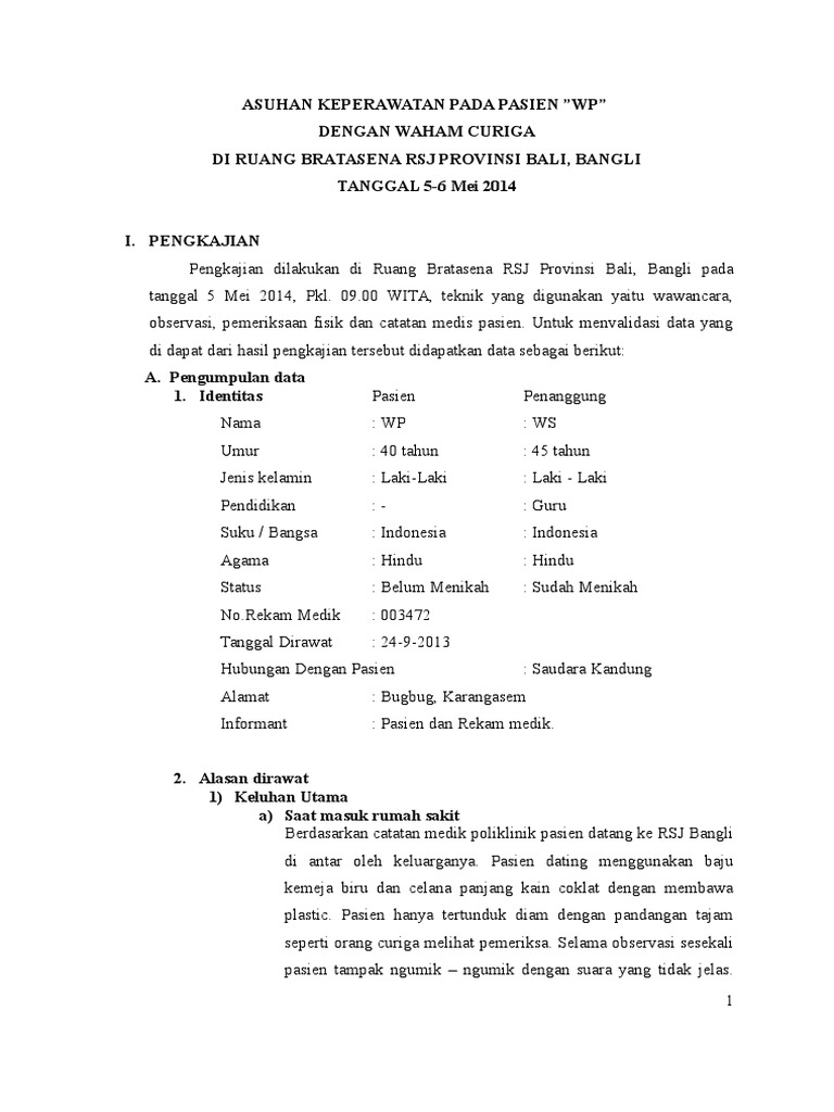 Askep Waham Curiga | PDF