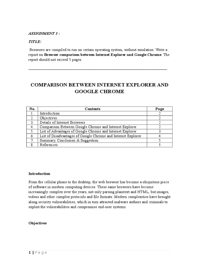Comparison Between Internet Explorer and Google Chrome | PDF | Internet ...