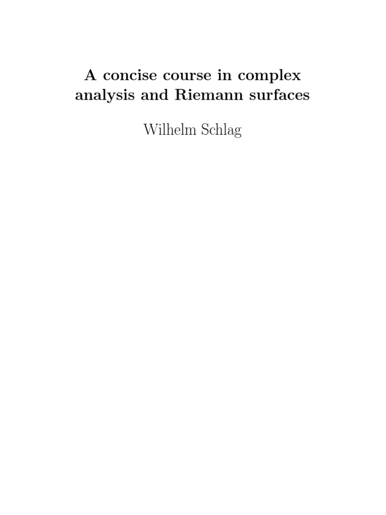 A Concise Course in Complex Analysis and Riemann Surfaces | PDF ...