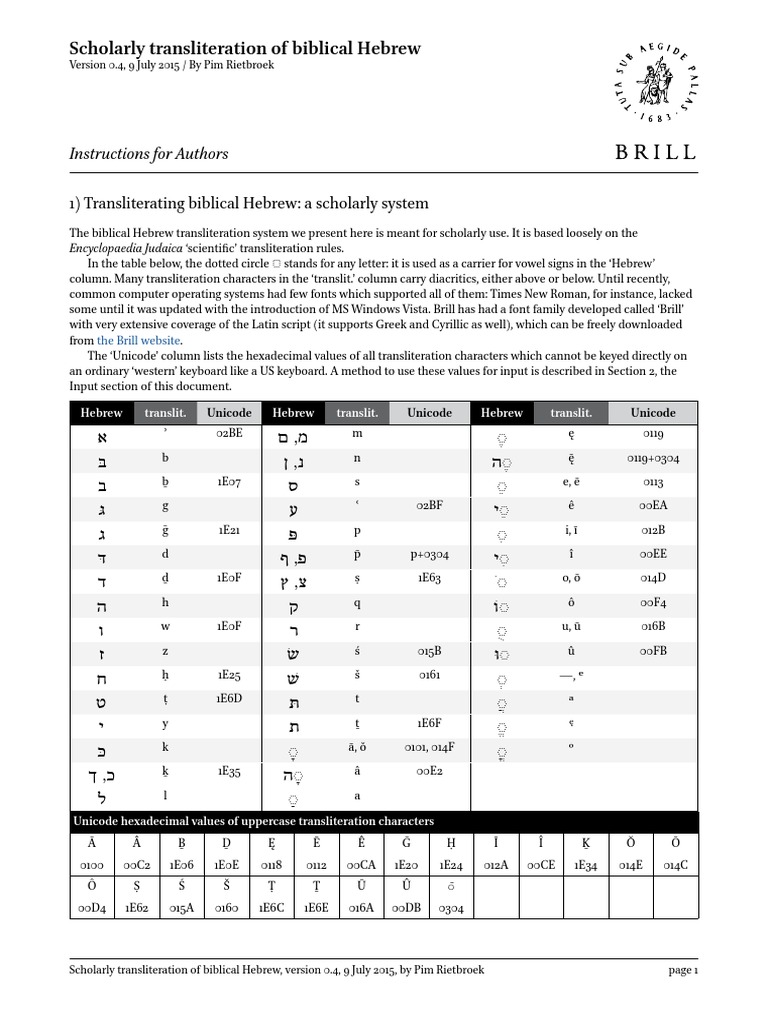 Scholarly Hebrew Transliteration Guide | PDF | Computer Keyboard | Notation