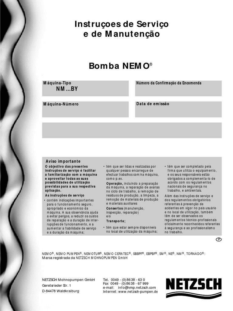 MANUAL BOMBA NETZSCH BY.pdf | Embalagem e Rotulagem | Pressão MANUAL BOMBA NETZSCH BY.pdf | Embalagem e Rotulagem | Pressão