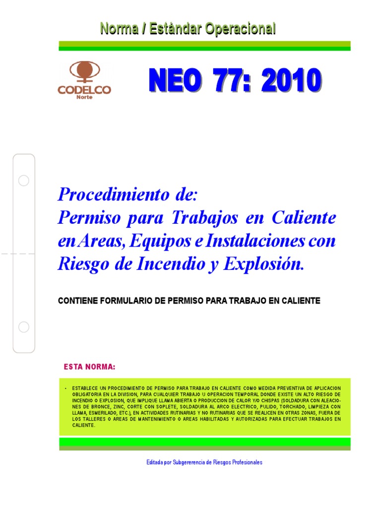 NEO-77 Procedimiento de Permiso para Trabajos en Caliente en Areas ...