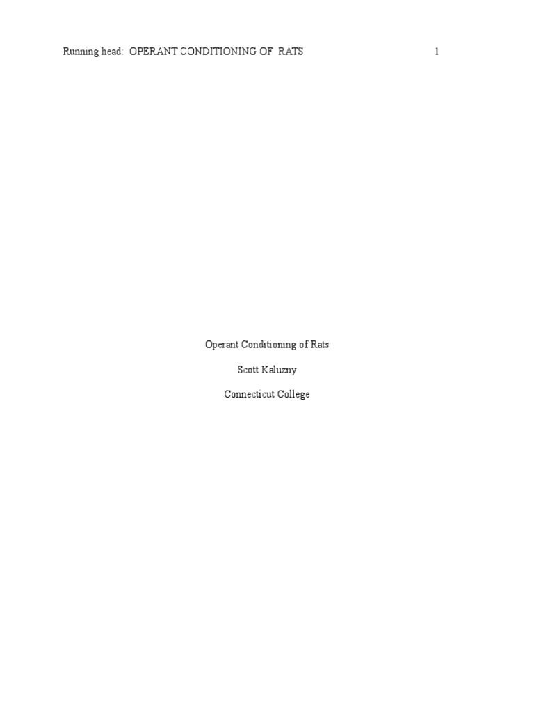 Operant Conditioning of Rats | PDF | Experiment | Reinforcement