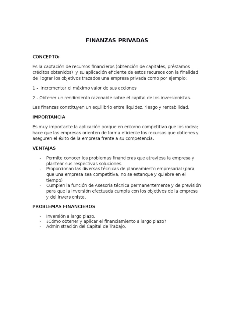 Finanzas Privadas: Clave Empresarial | PDF