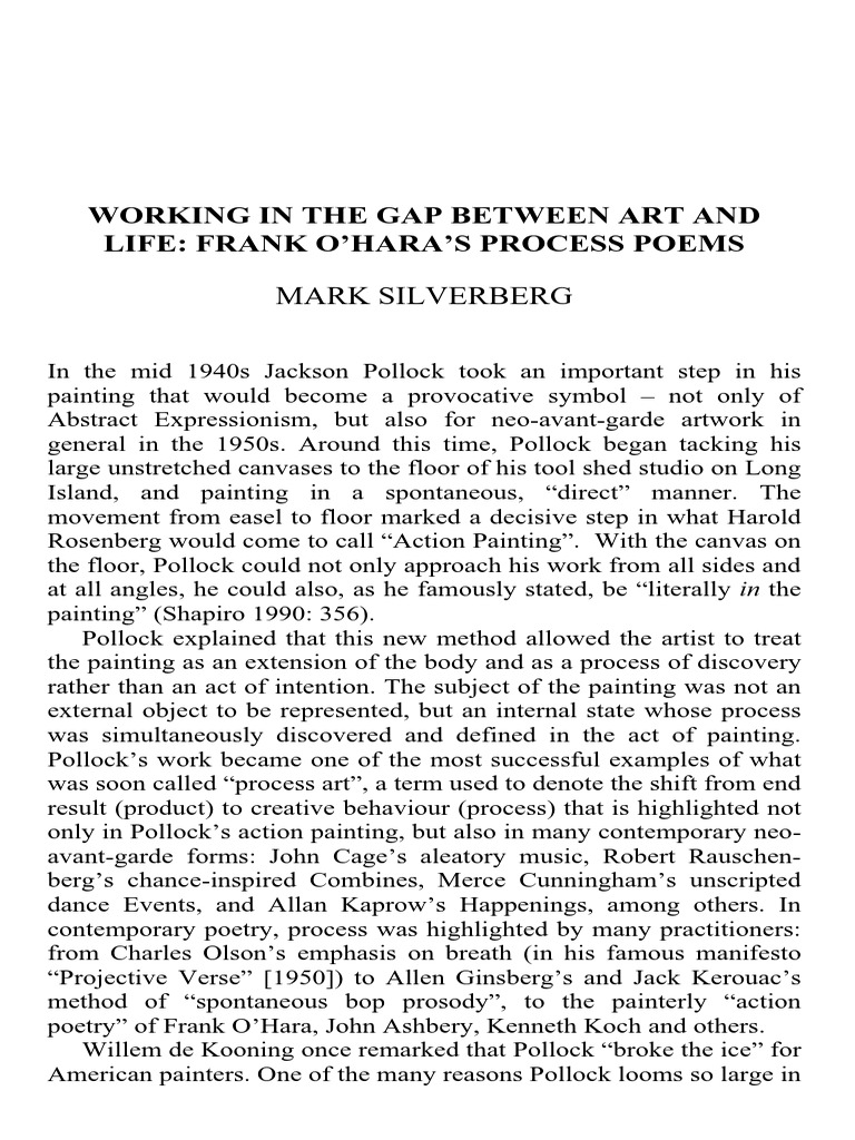 Frank O'Hara's Process Poems | PDF | Avant Garde | Paintings