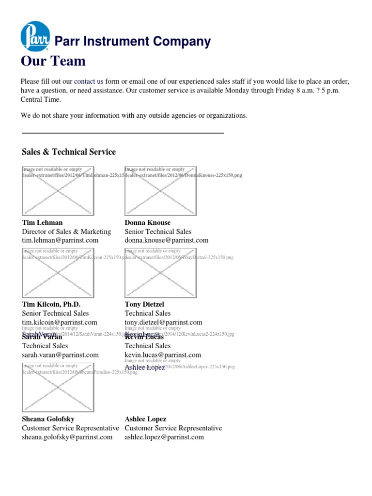 Parr Instrument Company Team Overview | PDF | Business