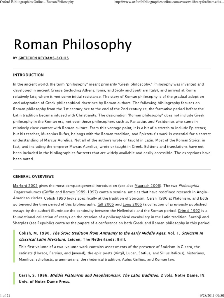 Roman Philosophy | PDF | Stoicism | Epictetus