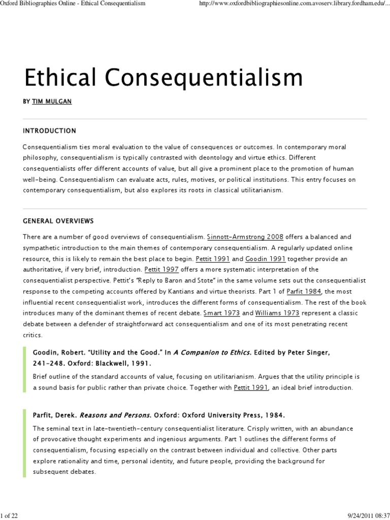Ethical Consequentialism | Download Free PDF | Utilitarianism | John Stuart Mill