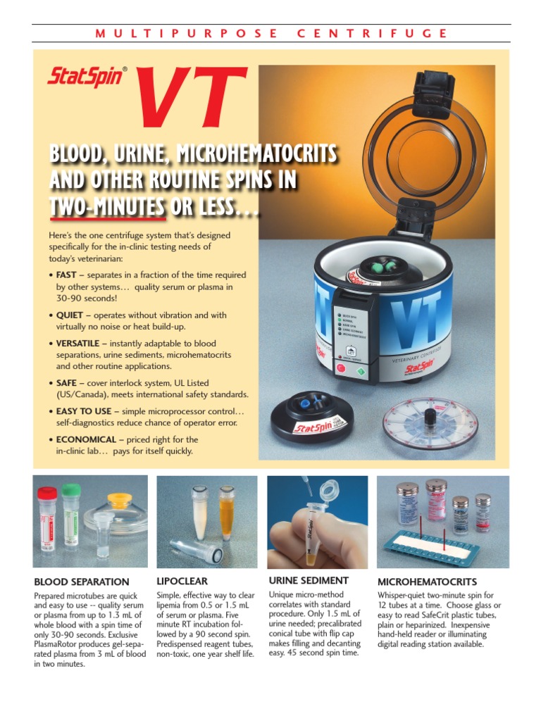 Statspin Veterinary Centrifuge | PDF | Centrifuge | Blood Plasma