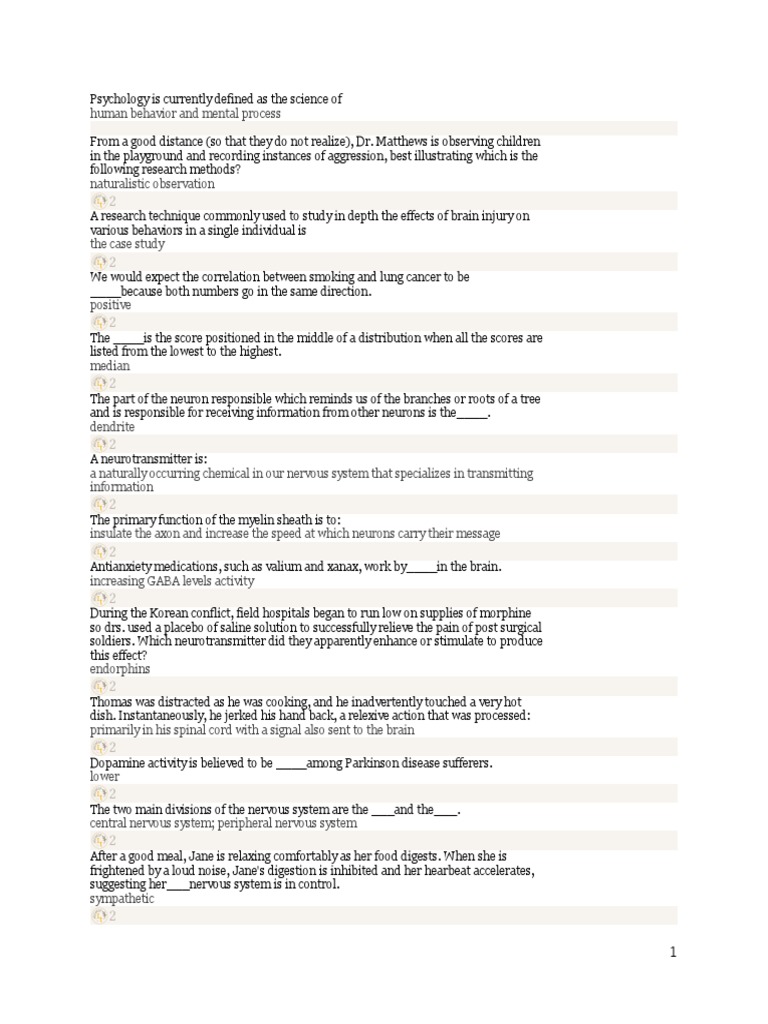 Practice Psych Test 1 Questions | PDF | Autonomic Nervous System ...