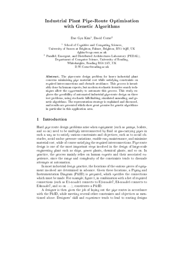 Pipe Routing Algorithm | Download Free PDF | Mathematical Optimization | Genetic Algorithm