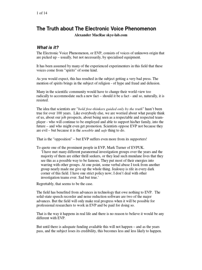 The Truth About The Electronic Voice Phenomenon 2 | PDF | Phoneme | Sound