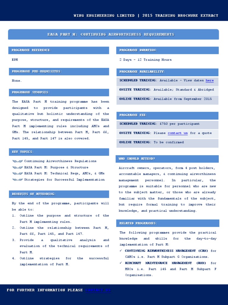 EASA Part M Training Overview | PDF | Business | Computers