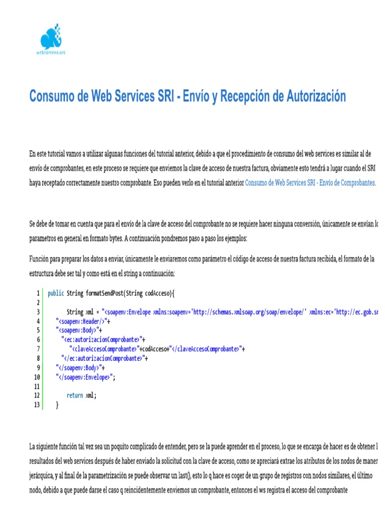 Consumo de Web Services SRI - Envío y Recepción de Autorización | PDF | Software libre | Php