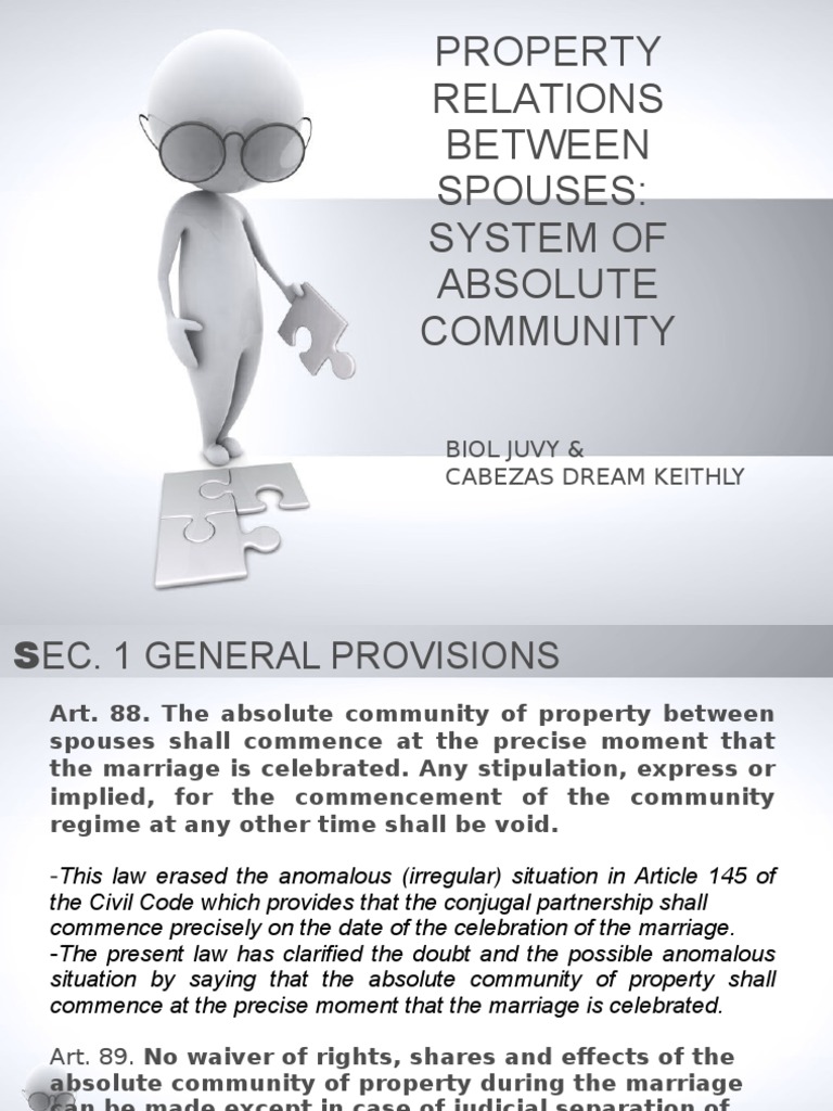 System of Absolute Community | PDF | Community Property | Marriage