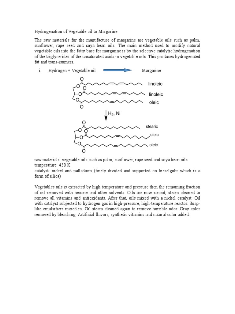 Hydrogenation Process for Margarine Production | PDF | Hydrogenation ...