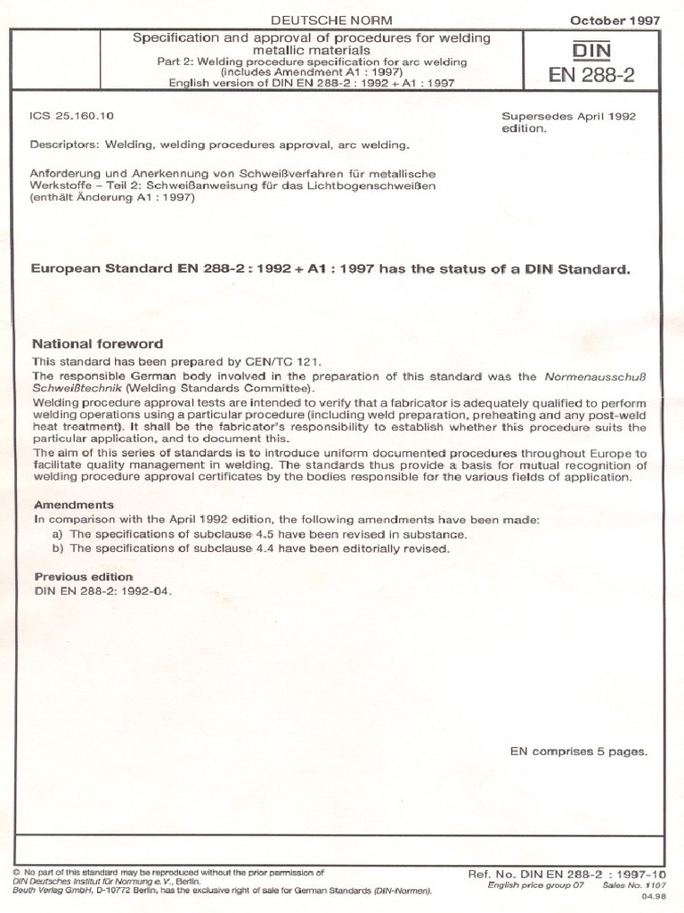 En 288-2 | PDF | Welding | Construction