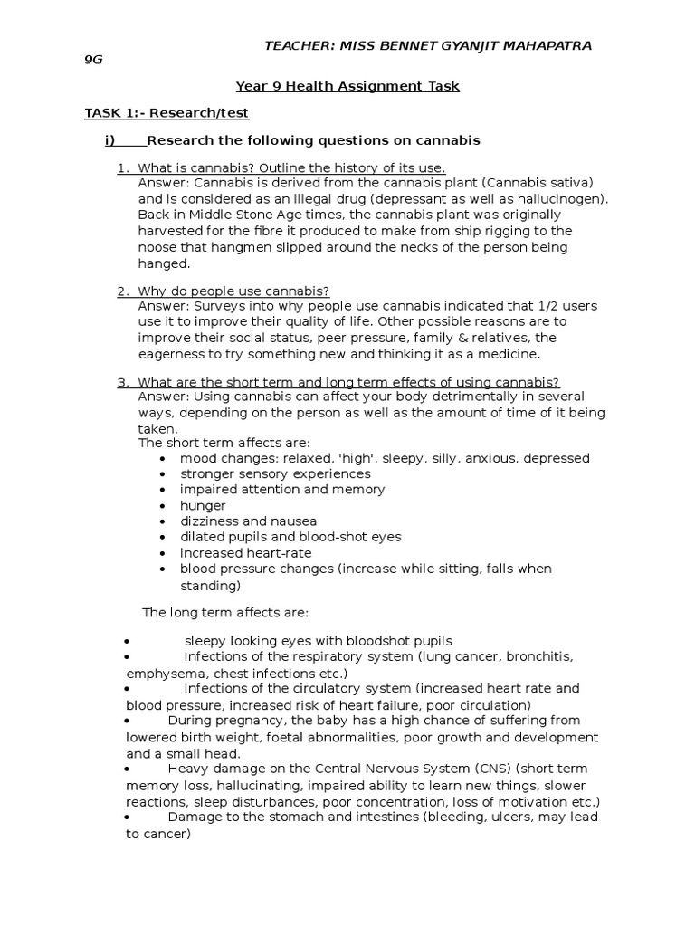 Cannabis Use: Effects and Legal Issues | PDF | Cannabis (Drug ...
