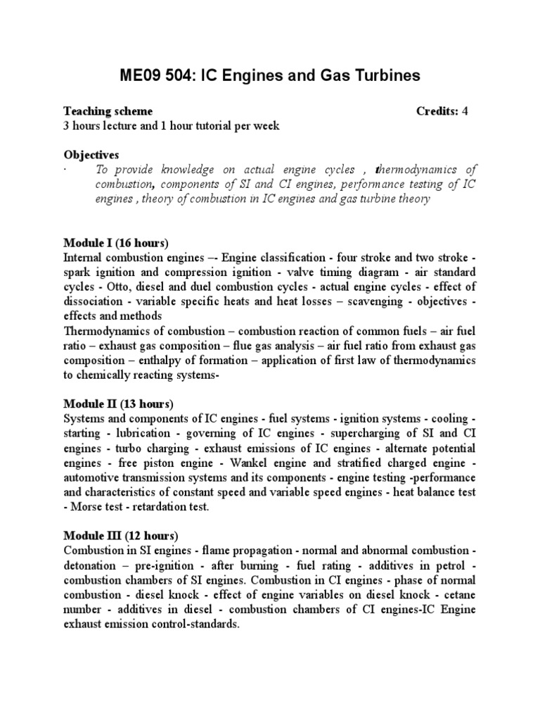 Ic Engines and Gas Turbine | PDF | Internal Combustion Engine | Diesel ...