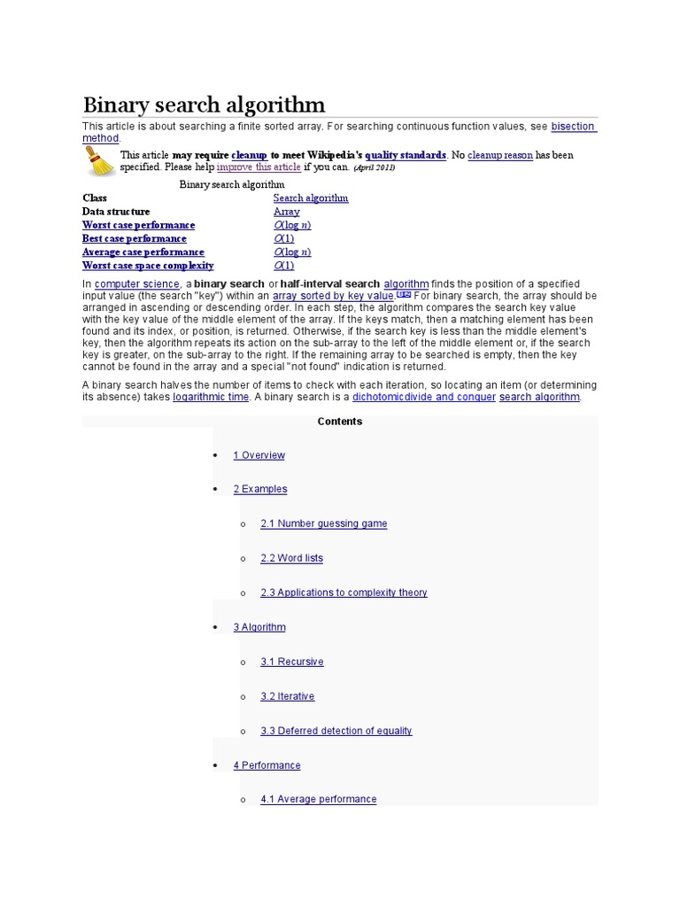 Binary Search Algorithm | PDF | Algorithms And Data Structures | Mathematical Concepts