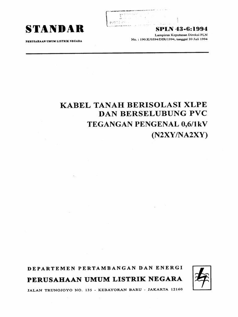 SPLN 43-6 - 1994 | PDF | Teknologi & Rekayasa