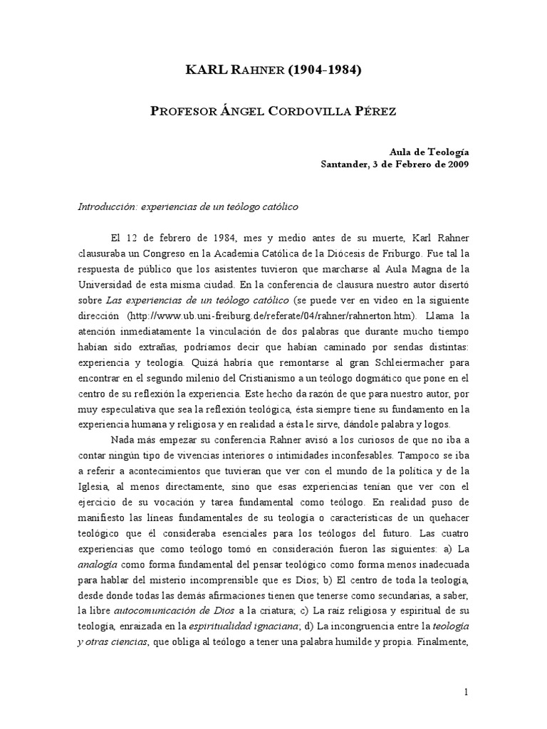 Dios Trino Como Principio y Fundamento - Karl Rahner | PDF | Ciencias ...