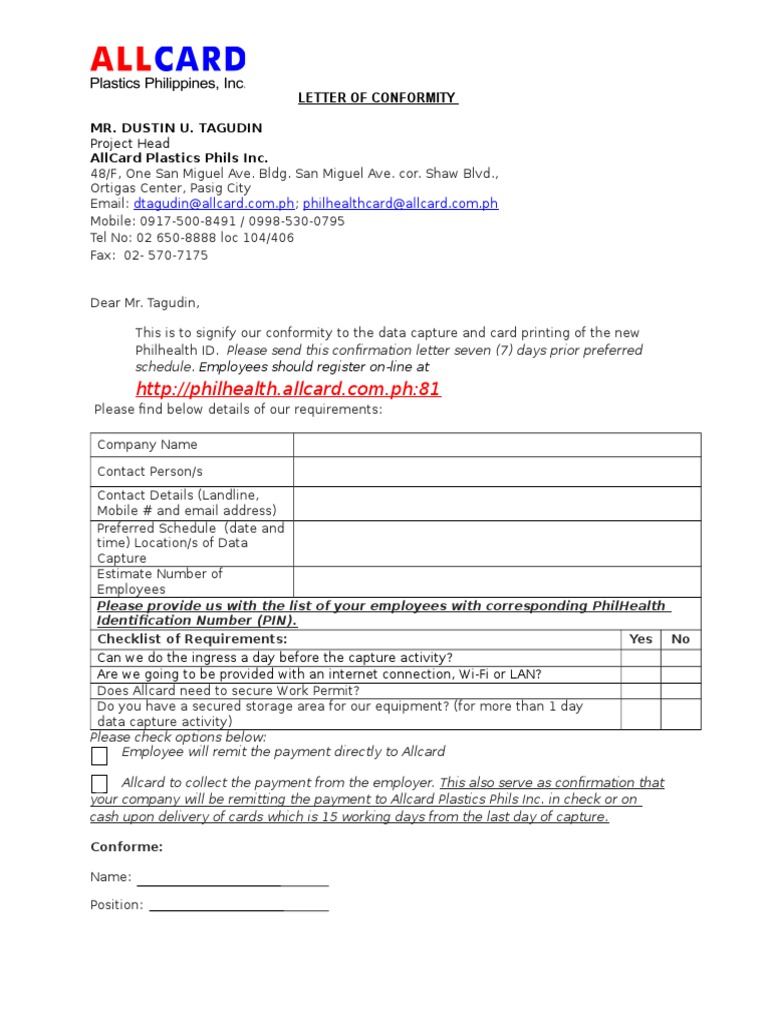 Letter of Conformity | PDF | Identity Document | Computing
